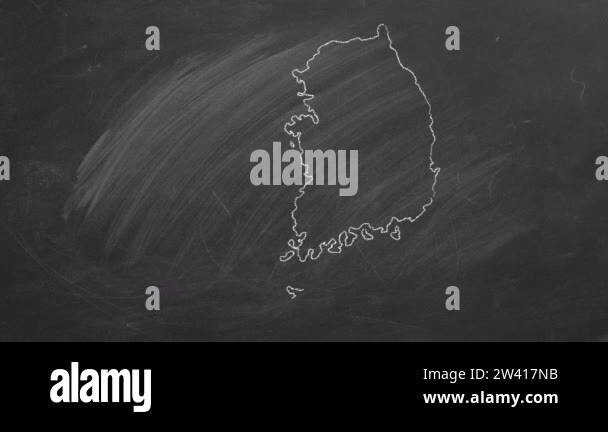Korea. Chalk drawn and animated map with flag Stock Video Footage - Alamy
