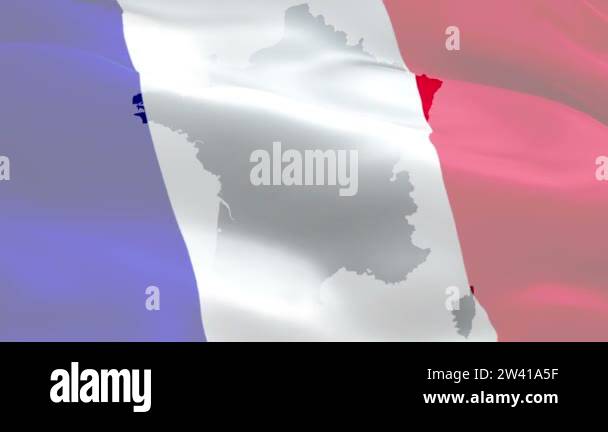 French map flag video waving in wind. Realistic French map Paris Flag ...