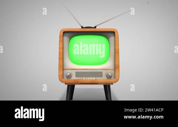 Retro TV, Wooden Style Vintage television receiver with Green Screen ...