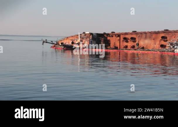 An oil tanker sank off the coast. A ship that ran aground. Ecological ...