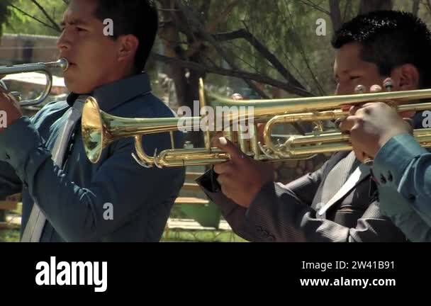 La Paz / Bolivia - 10 10 2019: Bolivian Musicians playing Brass ...
