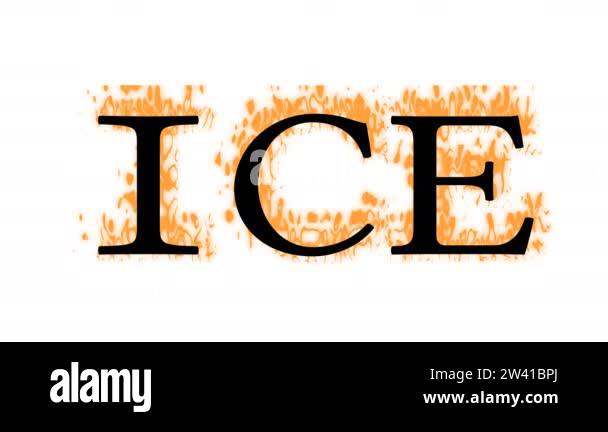 Ice fire text effect white isolated background. animated text effect ...