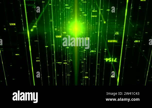 The concept of digitalization, Information flow moving through servers ...