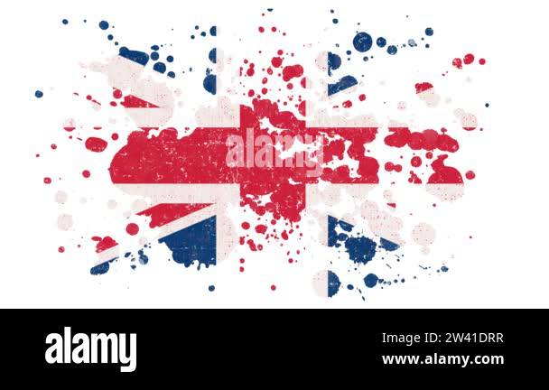 United Kingdom Flag Reveal With Paint Brush Splatter Mask/ 4k animation ...