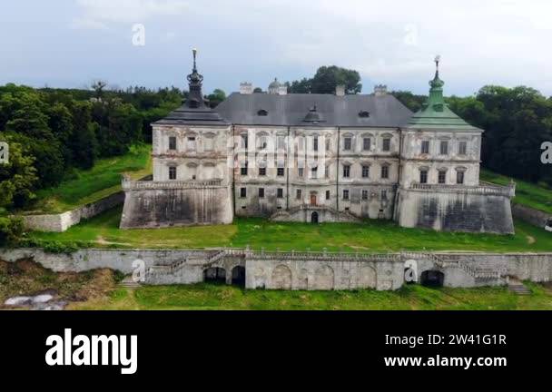Old Pidhirtsi Castle, Ukraine. View of the castle from above, aerial ...