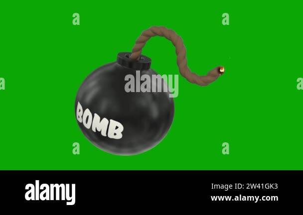Bomb cartoon toon fuse burning lit timer sparks sphere ball loop 4k ...