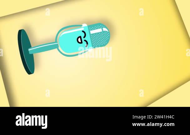 Vertical animation of a colored microphone. Podcasting, media and ...