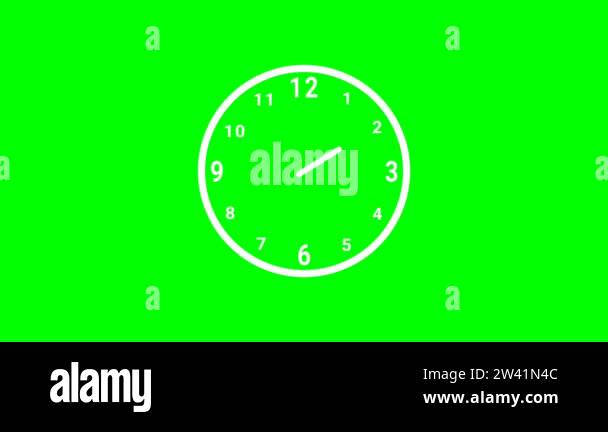 Simple clock icon with 12 hour loop animation on green screen. Simple ... Simple clock icon with 12 hour loop animation on green screen. Simple ...