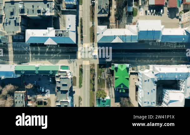 Quarantined city streets are being shown in a top view Stock Video ...