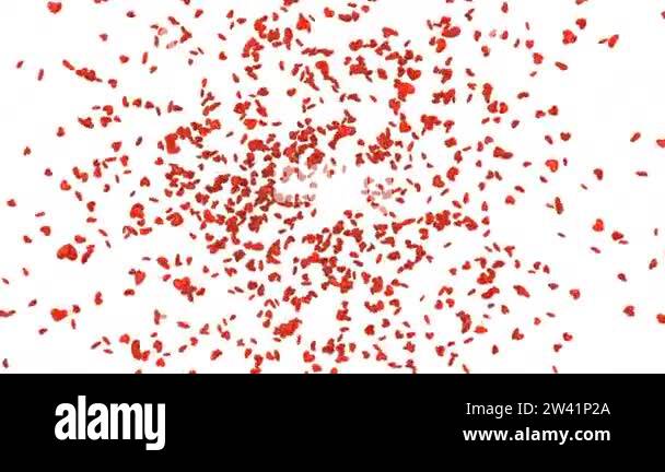 Explosion shiny, red hearts turning into a tornado and flying to the ...