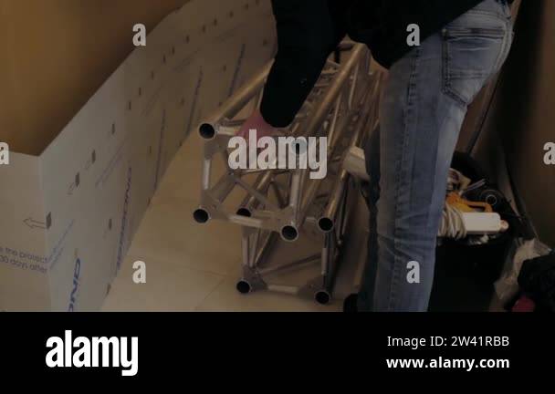 creating a structure for the stage. Metal structures that are installed ...