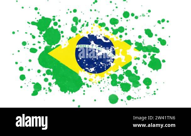 Brazil Flag Reveal With Paint Brush Splatter Mask/ 4k animation of a ...