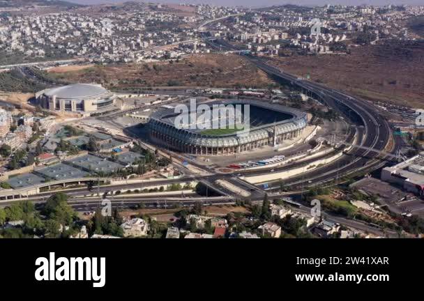 Teddy and Arena Stadium in Jerusalem Aerial viewMalha neighbourhood and ...