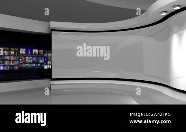 White background. TV studio. Loop animation. White studio. Backdrop for ...