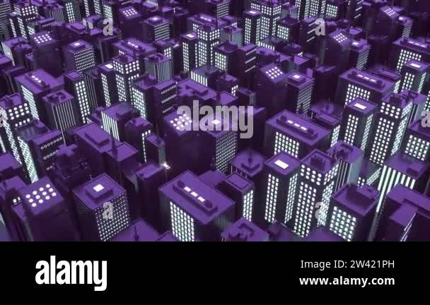 Isometric futuristic city with skyscrapers. VJ synthwave looping 3d ...