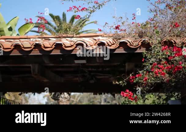 Mexican colonial style suburban, hispanic house exterior, green lush ...