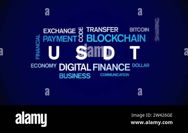 4k USDT Animated Tag Word Cloud,Tether Text Kinetic Typography seamless loop Stock Video Footage ...