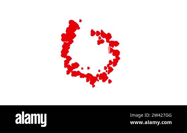 Small red heart appear in radial shape, set to vertical for social ...