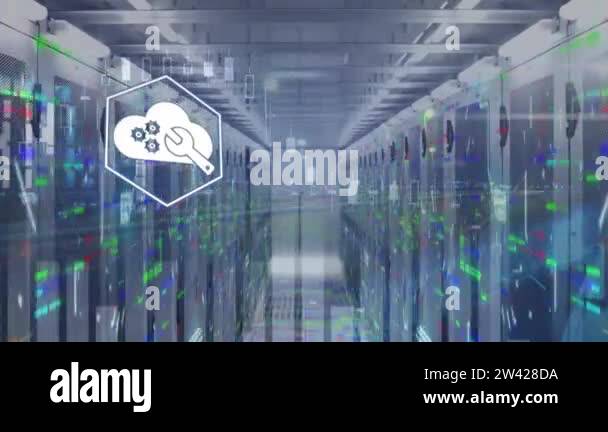 Animation of a chart showing connecting links between icons of various ...