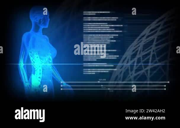 Seamless looping background with x-Ray roentgen woman body and skeleton ...