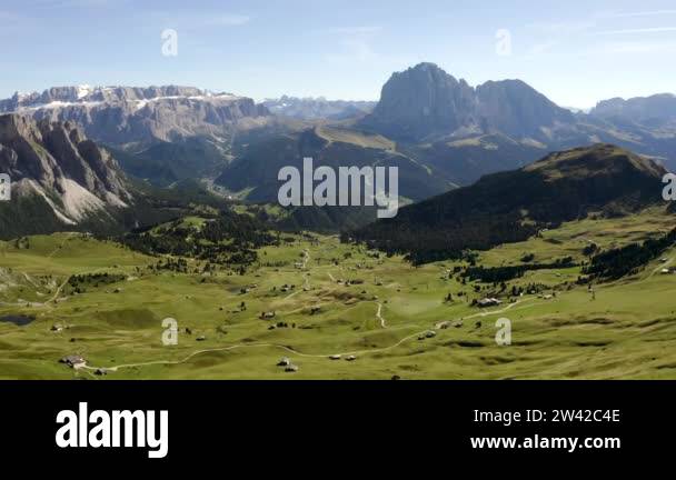 A gorgeous view from the drone to the attraction of the Dolomites ...