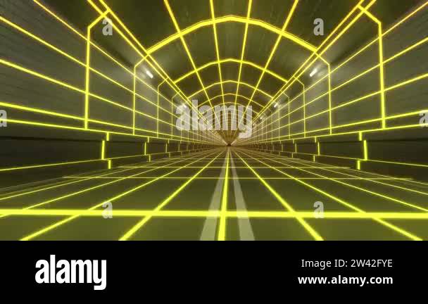 Loop tunnel 80s retro tron future wireframe arcade road tube subway neon glow 4k Stock Video ...