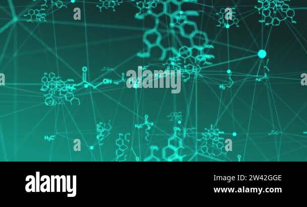 Chemical formulas move in space, science and mathematical research and ...