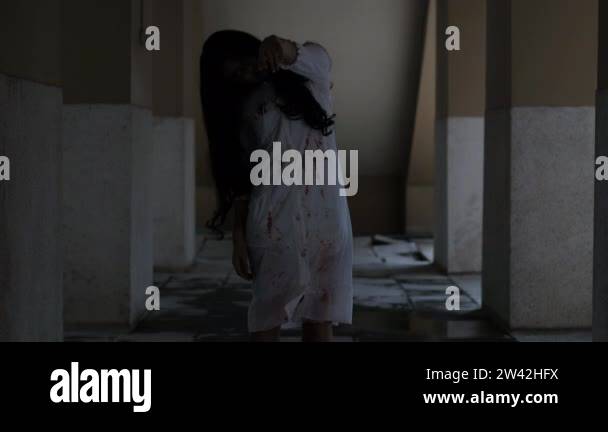 Silhouette Zombie Horror of ghost woman death halloween festival in the ...