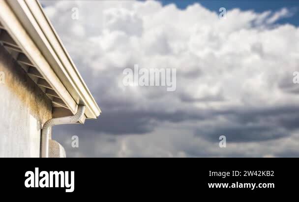 4K Newly Installed Rain Gutter and Drain Downspout with Time-lapse ...