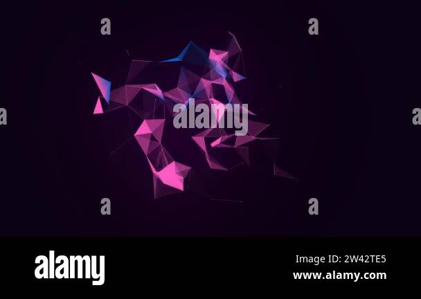 Abstract Moving Triangles. Polygons Animation. Digital, Communication Technology Network ...