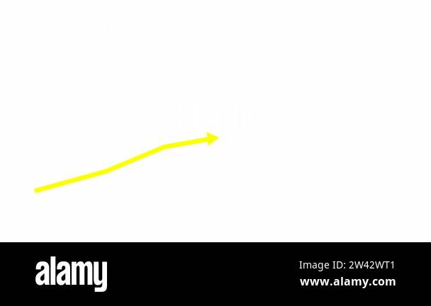 Animated financial yellow growth chart with trend line graph. Growth ...