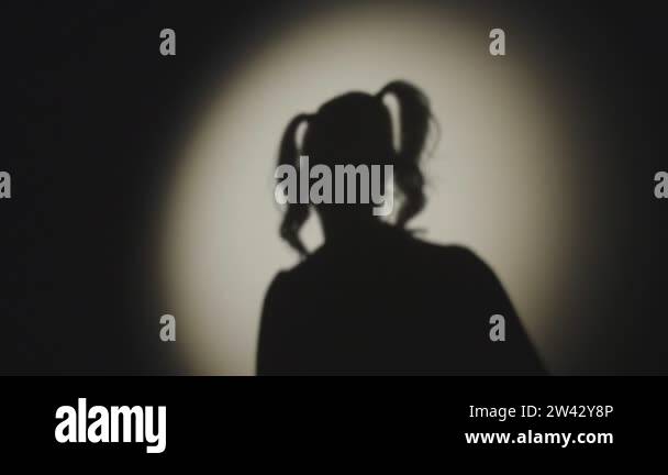 Crime Scene. Shadow of Strange Young Woman Killer Holding Knife. Dark ...