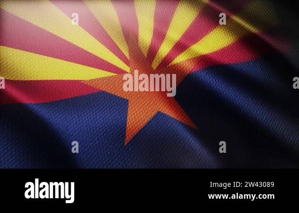 4k Arizona flag,state in United States America,cloth texture loop ...