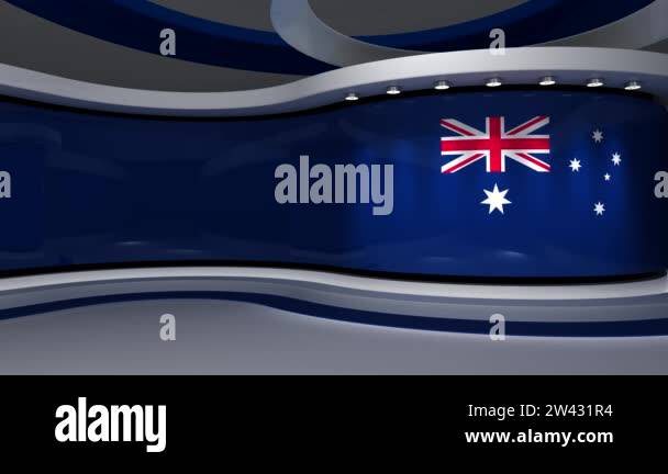 TV studio. Australia. Australian flag. News studio. Loop animation ...