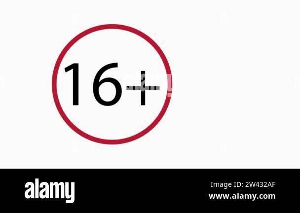 Under 16 sign warning symbol on white background. Animation Stock Video ...