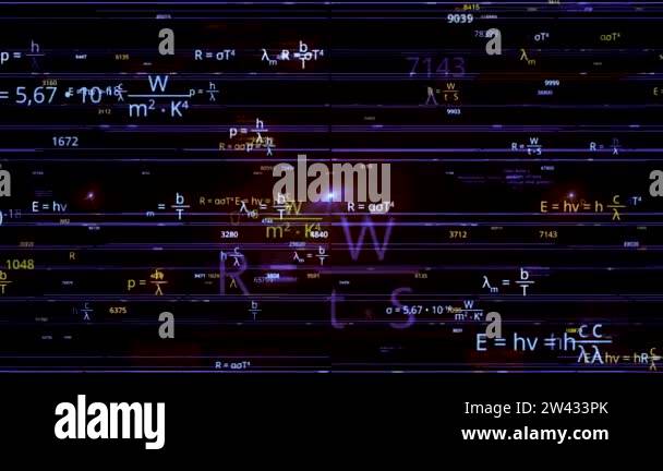 Flying through different mathematical formulas, concept of science and knowledge. Animation ...