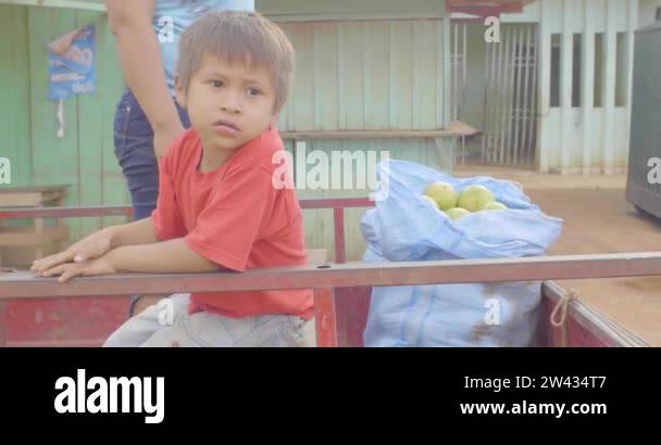 Puerto Rico, Pando / Bolivia - April 5 2017: Shy Child with Indigenous ...