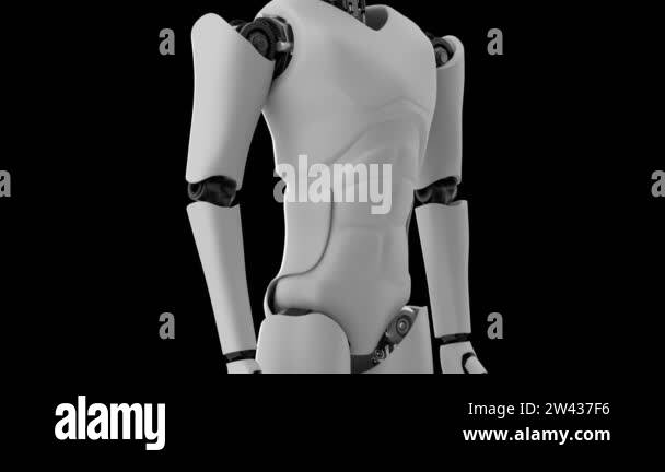 Futuristic robot , artificial intelligence CGI on black and green background . Robotic man 3D ...