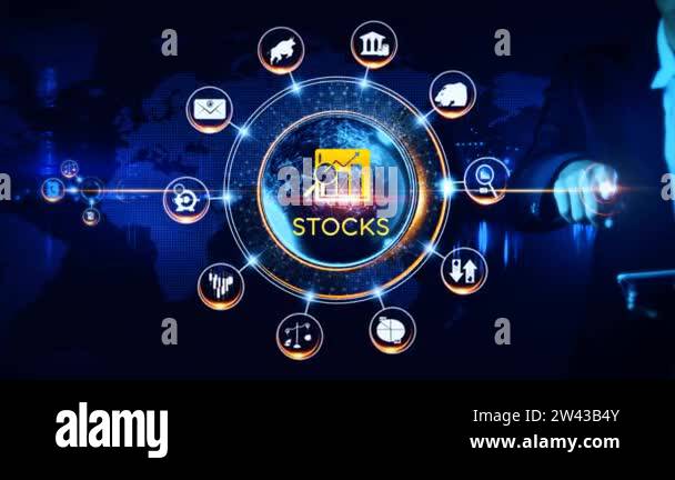 Share Market Icon Rotating wheel Concept Rotating wheel with icon ...