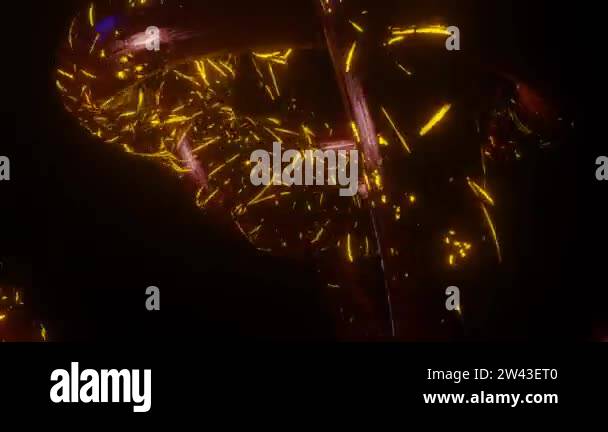 several three-dimensional rotating rings with a luminous texture on a ...