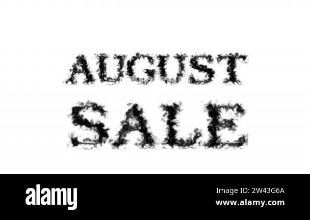 August Sale smoke text effect white isolated background. animated text ...