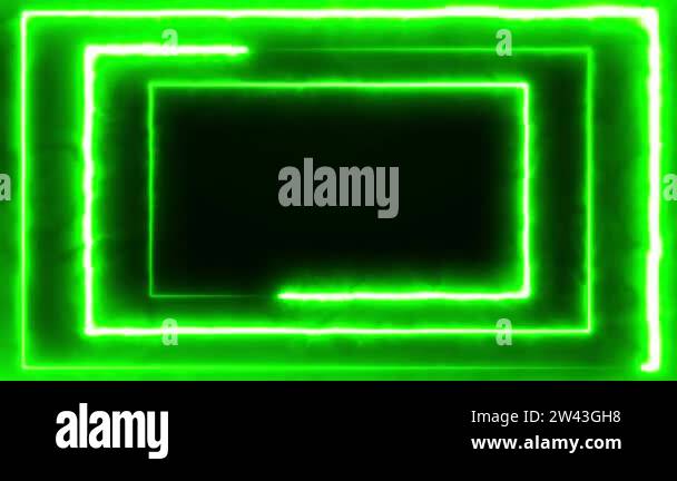 Trendy digital green neon backlit frames. Seamless looped animation of ...