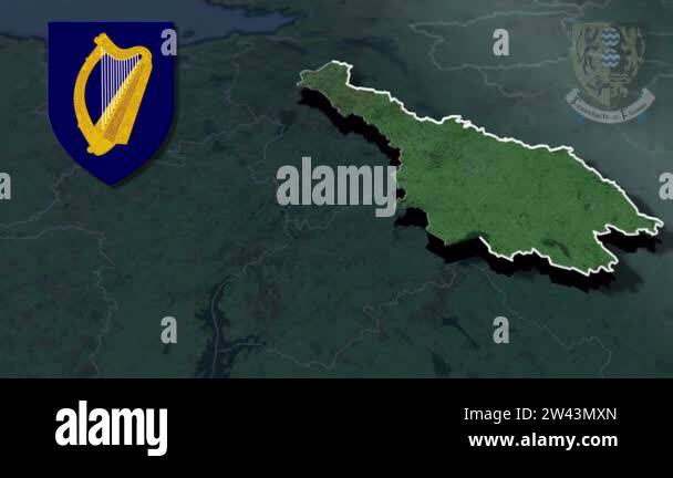 Counties of Ireland Cavan whit Coat of arms animation map Stock Video ...