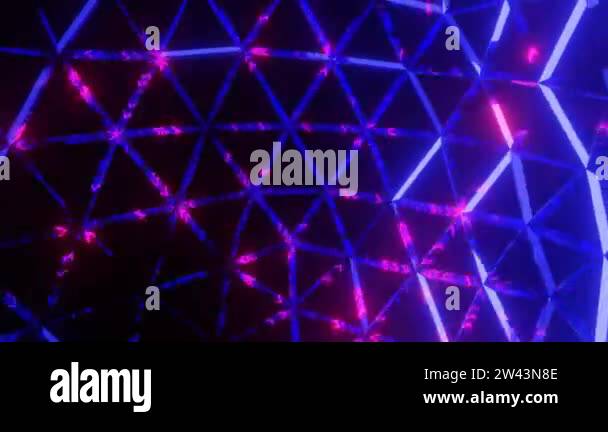 3D animated mesh in blue with red light flashes. loop abstract animated ...