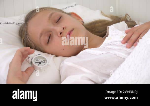 Kid Sleeping in Bed, Teenager Child Portrait Sleeps in Bedroom, Young ...