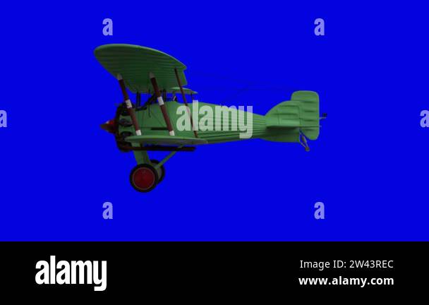Animated propeller biplane airplane. Side view. Realistic physics ...