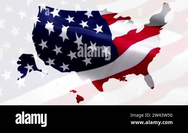 US map flag video. United States of America map waving video gradient ...
