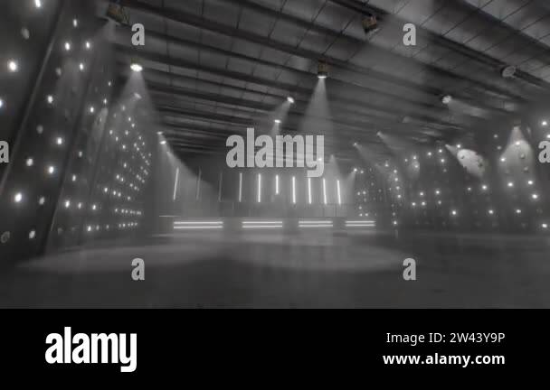 Flashing Lights in Abandoned Warehouse Rave Party Underground Venue ...