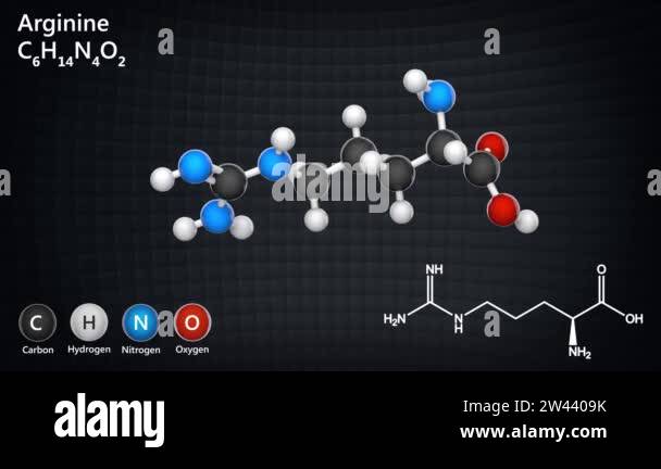 Arginine (molecular formula: C6H14N4O2) is an essential amino acid in ...
