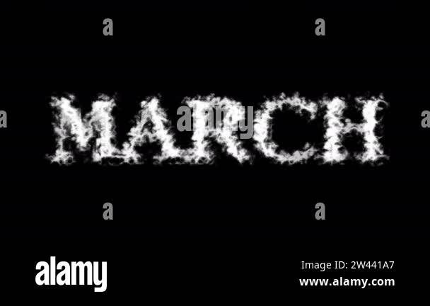 March cloud text effect black isolated background. animated text effect ...